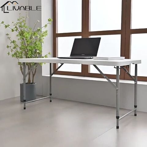 LIVABLE Folding Table 4FT (122cm) Folding Half Table Outdoor Portable ...