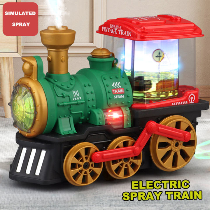 Simulation electric steam spray train train toy car model Electric toy ...