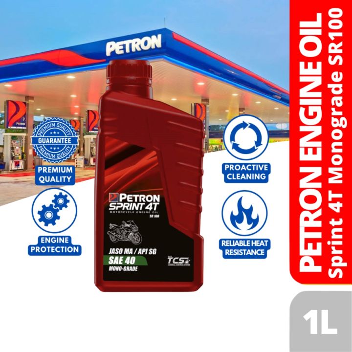 PETRON Sprint 4T Monograde SAE 40 SR100 SR200 Motorcycle Oil 1000mL 1L ...