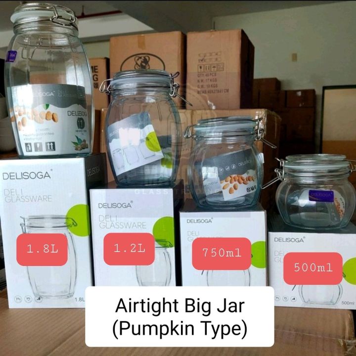 DELISOGA Food Glass Jars / Cannisters with Clamp Airtight (Big ...
