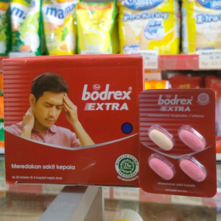BODREX EXTRA 1 STRIP 4 TABLET / BODREK EXTRA PARACETAMOL SAKIT KEPALA ...