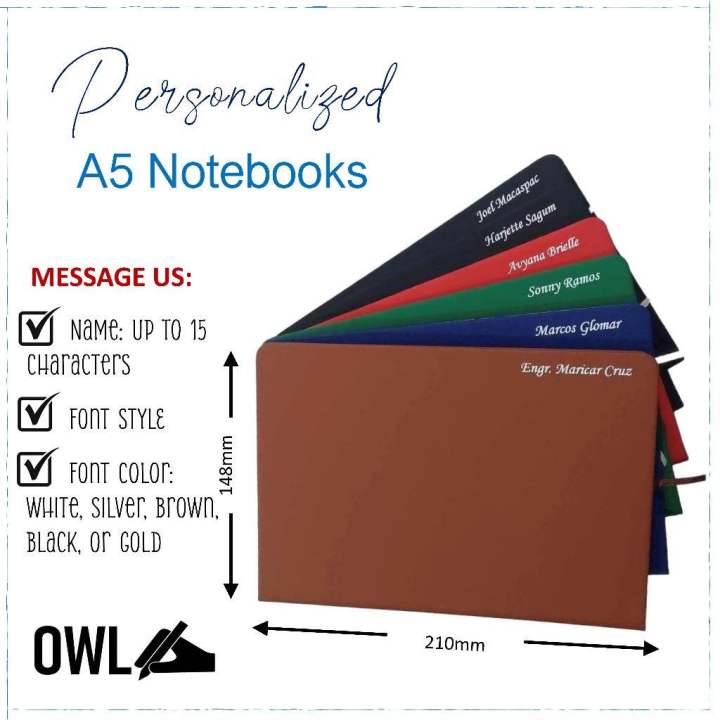 Personalized Notebooks (Engraved) Ruled A5 High Quality Paper Rubber ...