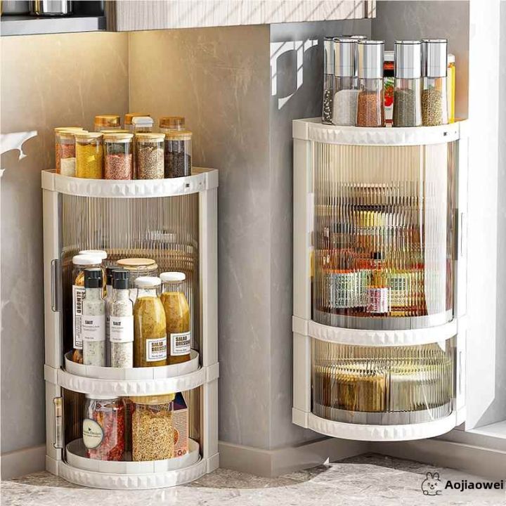 Rotating Kitchen Spice Rack Multifunctional Salt Soy Sauce Bottle ...