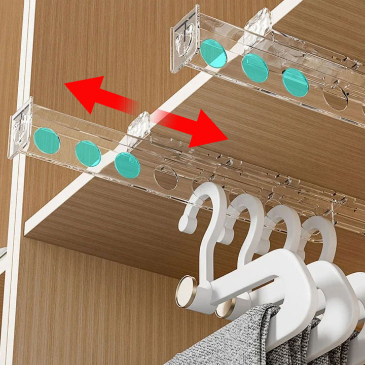 YESPERY 8 Hole Wardrobe Hanging Telescopic Slide Rail Clothes Pants ...