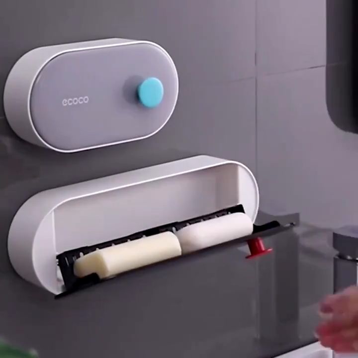 Ecoco Soap Holder Box Flip Cover with Lid Fast Draining Wall Mounted for Bathroom | Lazada PH