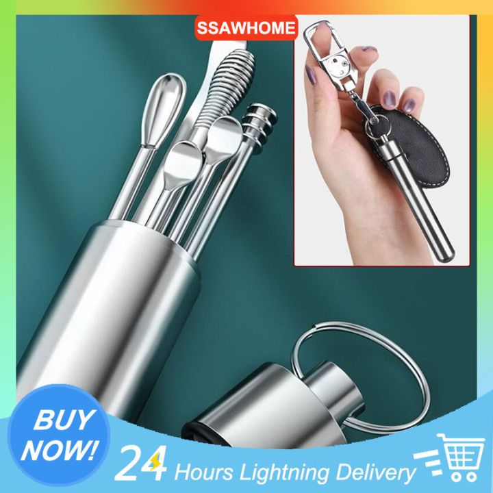 6 Pcs/Set Portable Ear Cleaner Set Ear Pick Ear Wax Remover Ear Curette ...