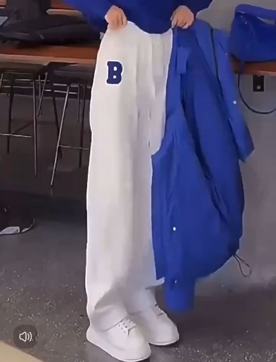 Jogger Slocks Pants Loose Straight Cut Pants Korean Sweatpant Wide Leg ...