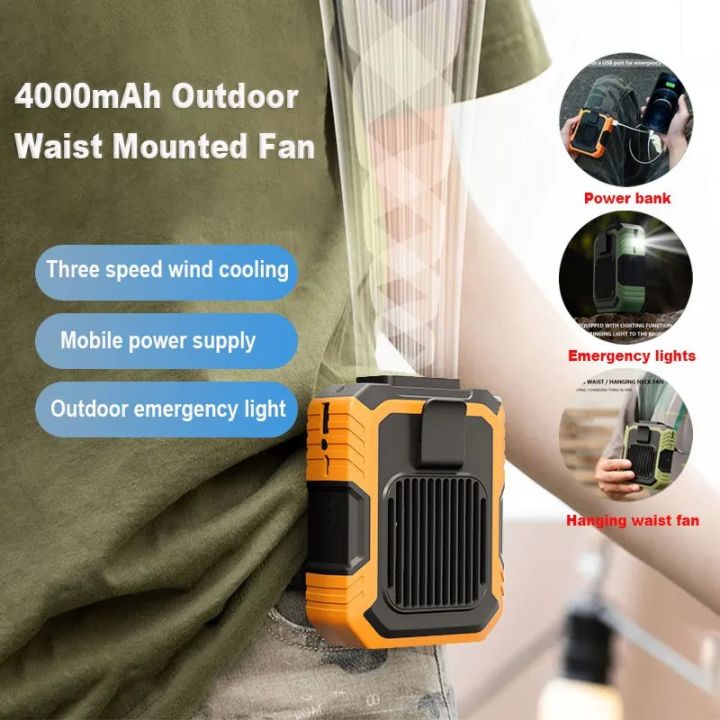 House Life Portable Silent Waist Fan USB Charging Neck Fan Outdoor ...