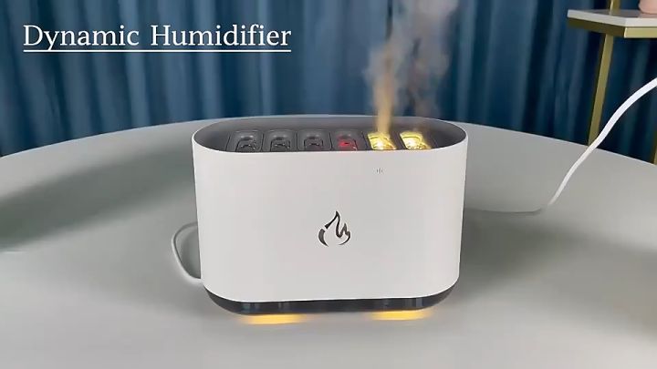 Desktop Dynamic Music Ultrasound Flame Air Humidifier Home RGB Led ...