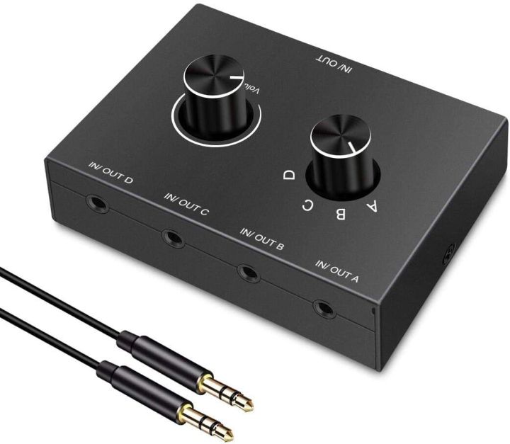 4 Way/2 Way 3.5mm Stereo Audio Switcher Bi-Directional Audio Switch ...