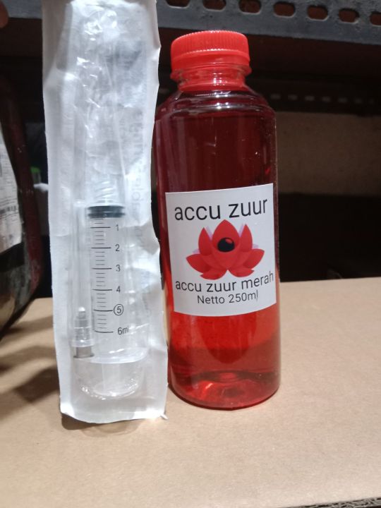 accu zuur merah 250ml air aki kering motor yang soak dan lemah (free ...