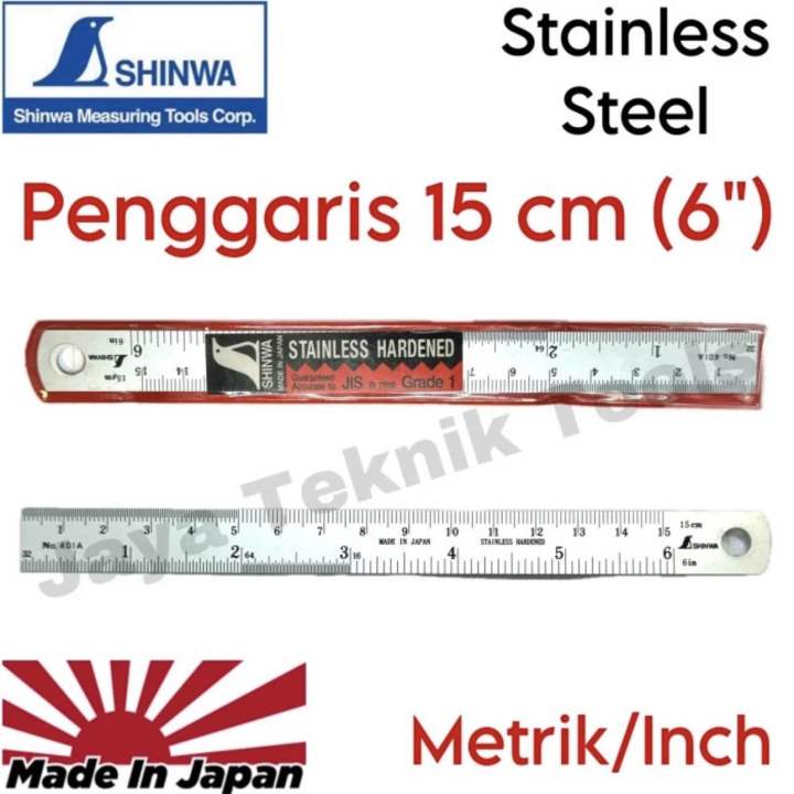Penggaris Shinwa 15 cm mm/inch Stainless Steel Mistar Baja Besi Metrik Inchi Imperial | Lazada ...