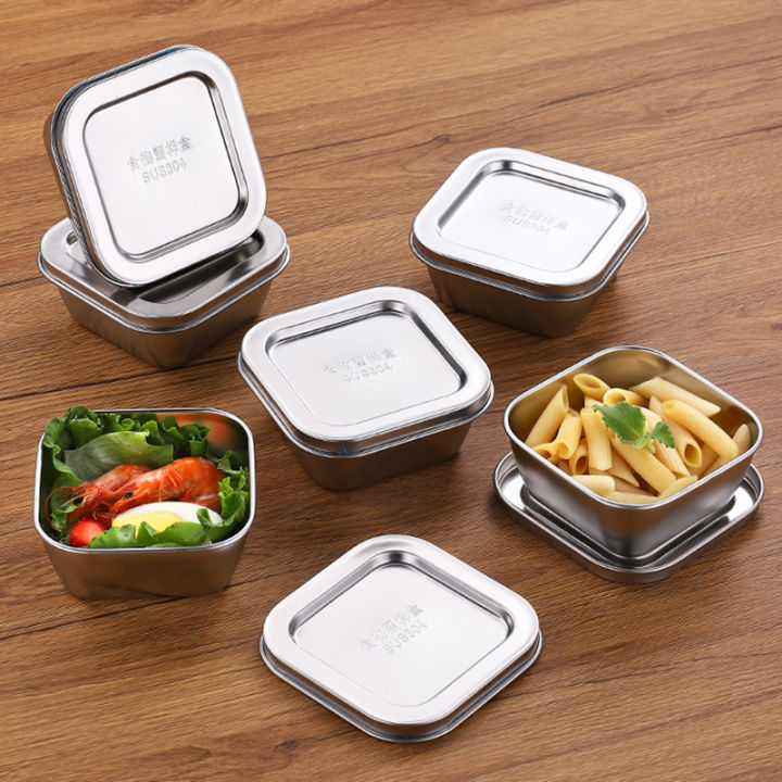 304 Stainless Steel Sample Box with Lid round Food Special Kindergarten ...