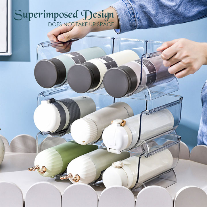 Stackable Tumbler Storage Shelf Travel Mug Cup Water Bottle Holder ...