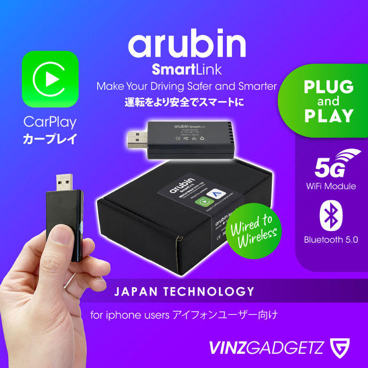 Arubin SmartLink 2in1 & USB dongle wired to wireless Carplay & Android ...