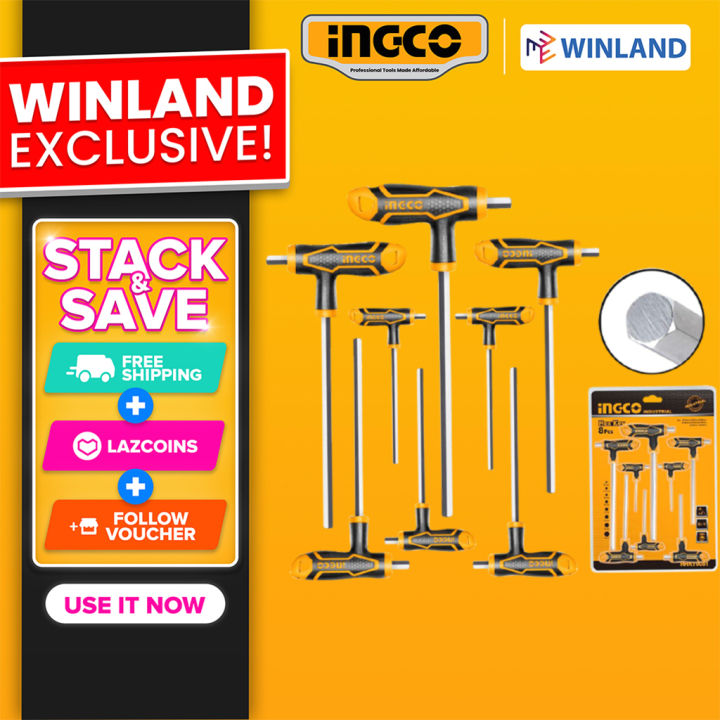 Ingco by Winland T-Handle Hex Wrench Cr-V 8PCS/SET HHKT8081 ING-HT ...