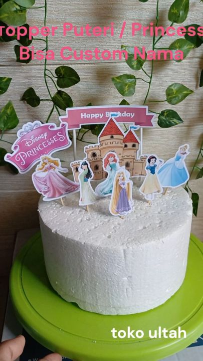 Topper Kue Custom Nama Karakter Disney Princess untuk Hiasan Cake Ulang ...