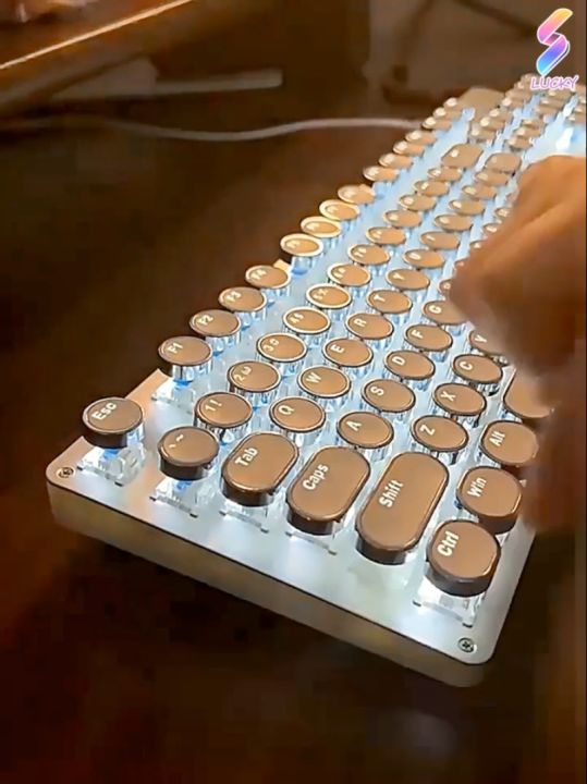 LRK12 TRIPLE MODE BLUETOOTH WIRELESS ROUND MECHANICAL KEYBOARD BLACK ...