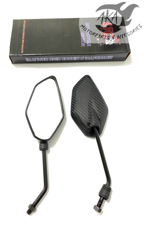LTC (03154) 1PAIR YAMAHA/HONDA BLACK MATTE CARBON SIDE MIRROR LONG STEM ...