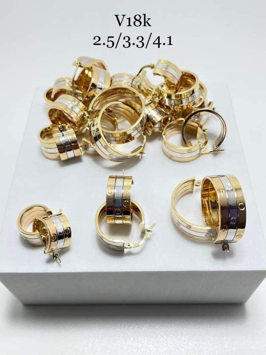 3 Tone Earrings 18Karat Saudi Gold | Lazada PH