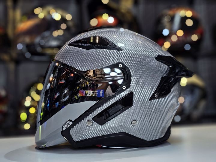 Original GSB Silver Carbon Open Face Helmet | Lazada