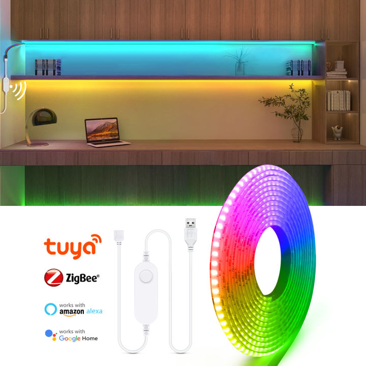 Tuya ZigBee LED Strip Smart COB Lights USB 5V Dimmable FOB Tape wifi ...