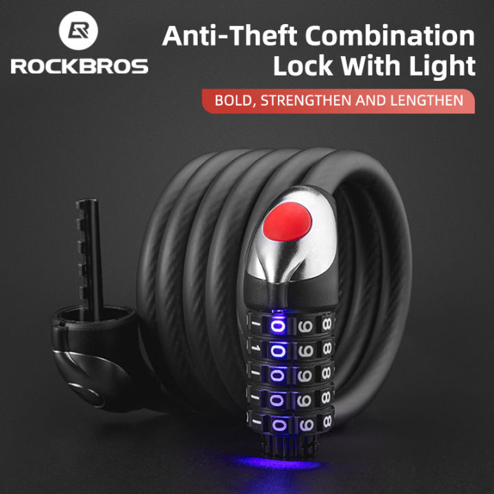 ROCKBROS Bicycle Lock Alloy Anti-theft MTB Road Bike Password Lock with ...