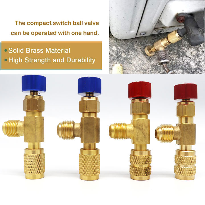 R410A R22 Refrigerant Charging Valve Liquid Safety Adapter Flow Control Ball Valve for R410A R22 ...