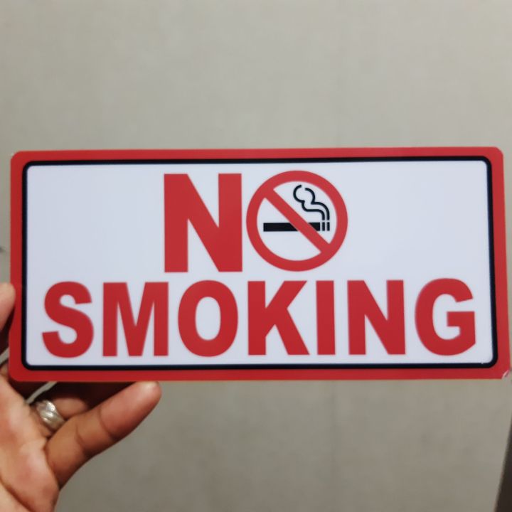 NO SMOKING SIGNAGE 3.5 X 7.5 INCHES SIZE PVC TYPE WATERPROOF AND NON ...