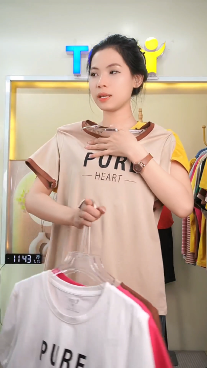 Áo thun nữ cổ tròn TOLI PSB0703 – In chữ PURE trước ngực, form vừa dáng ...