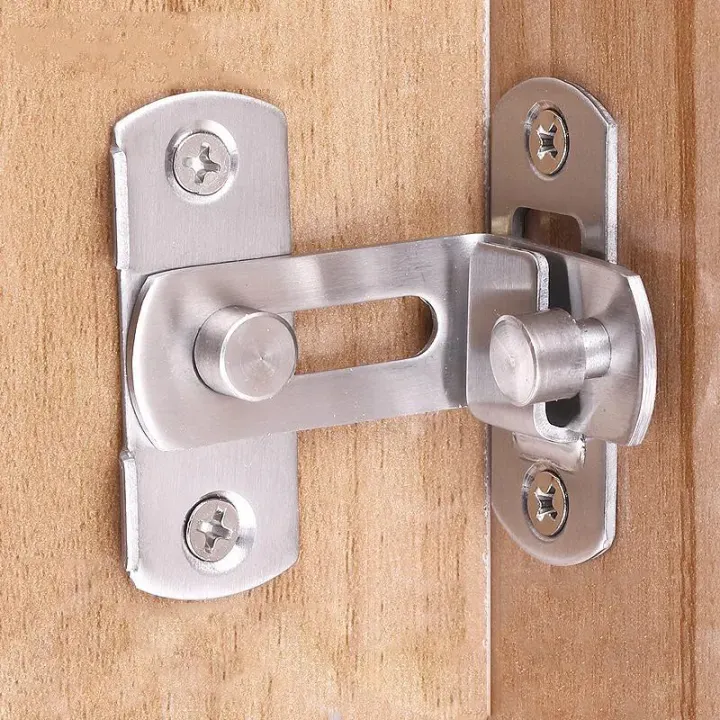 90 Degree Stainless Steel Metal Door Latch Sliding Lock Hasp Security ...