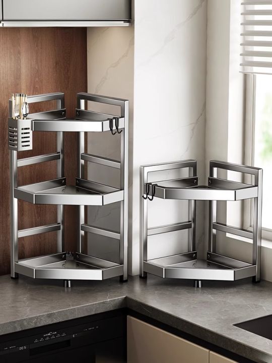 Stainless Steel Kitchen Storage Rack Corner Triangle Multi-Function ...