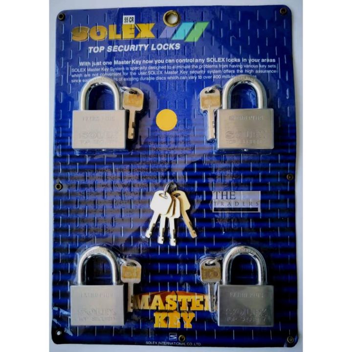 Solex Extra Plus CR Set CR55 Master Key 4:1 / 5:1 Padlocks (55MM x 4 ...