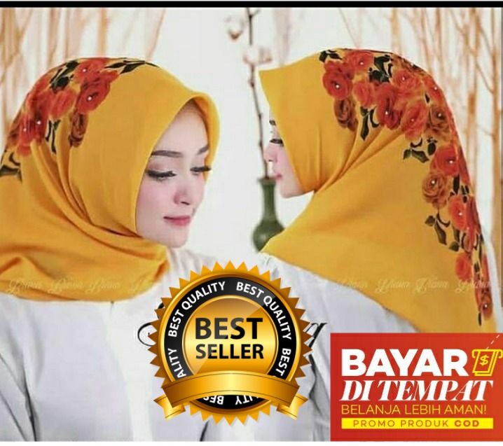 Kerudung dan Hijab segi empat bella square motif bunga mawar | Lazada ...