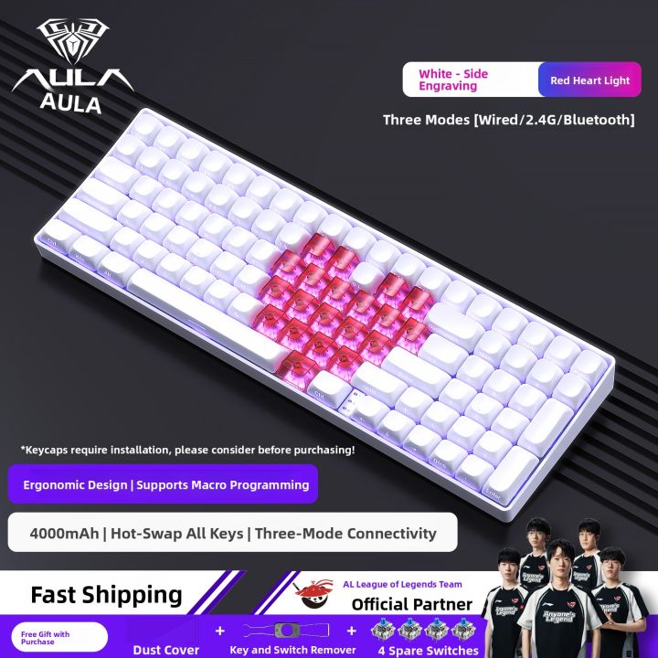 AULA | Wireless 2.4G Bluetooth Mechanical Keyboard Blue Switch Gaming ...