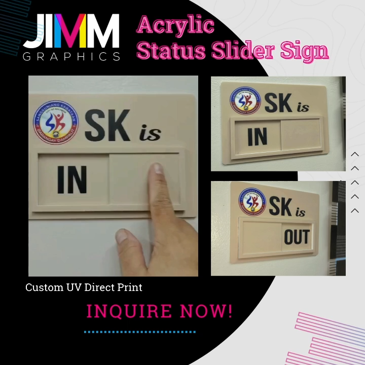 Custom Acrylic Door Sign – IN/OUT Slider | UV Direct Print | Office ...