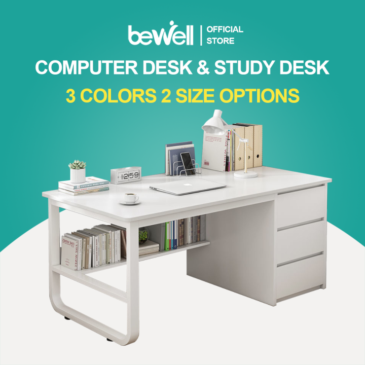 Bewell Office Desk with Drawer Computer Desk Desktop Table for Bedroom ...