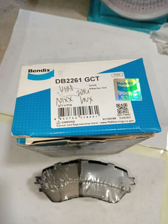 BENDIX DB2261 BRAKE PAD SET FOR TOYOTA VIOS 2015 - 2023 SUPERMAN FRONT DISC PAD | Lazada PH
