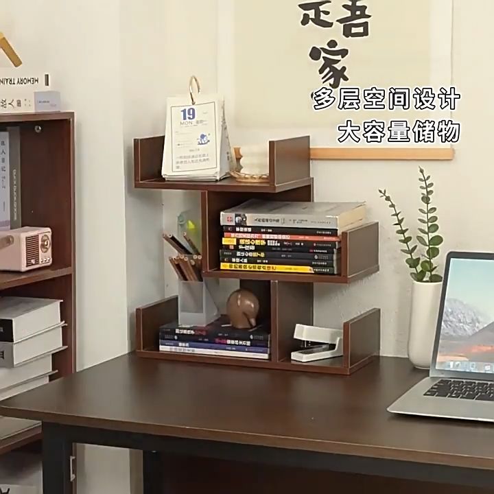 Rak Buku Kayu Meja Mini Rak Buku Meja Belajar Kayu Susun Rak Desktop ...