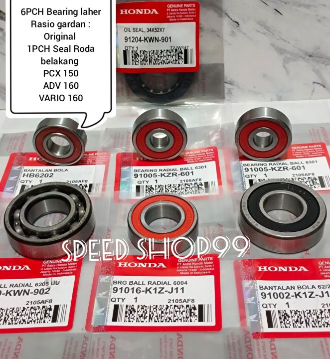 BEARING LAHER RASIO SET 6PCH+SEAL RODA HONDA PCX 160 ADV 160 VARIO 160 ...