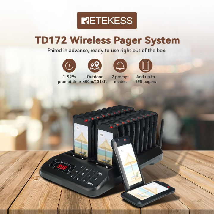 Retekess TD172 Restaurant Pager Wireless Calling System 20 Coaster ...