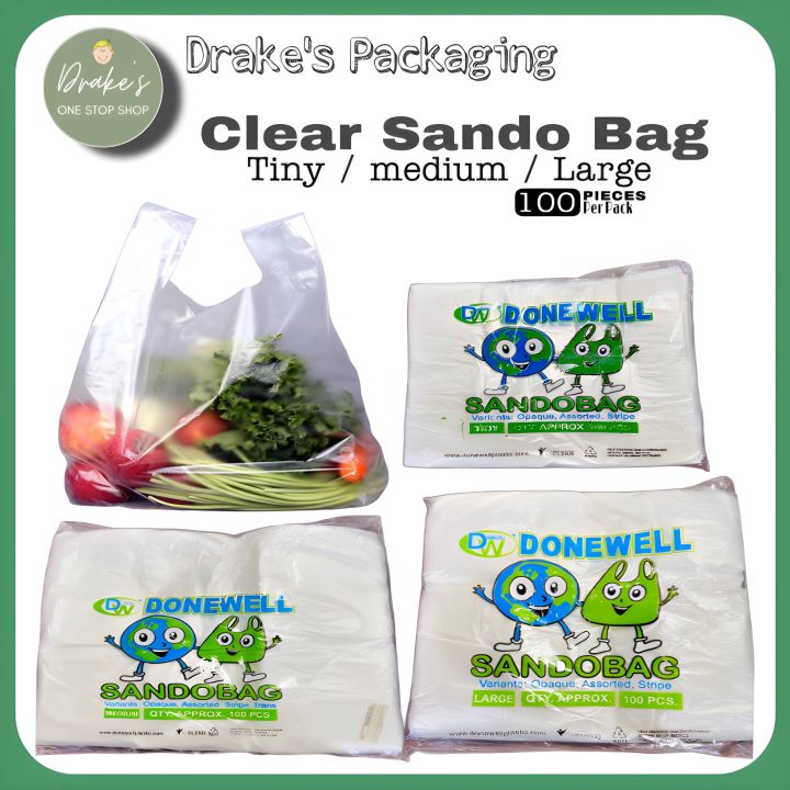 Clear Sando plastic bag 100pcs Per pack Donewell Tiny medium and Large ...