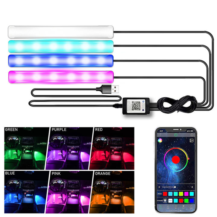 Car LED Lights, Smart Car Interior Lights with App Control, RGB Inside ...