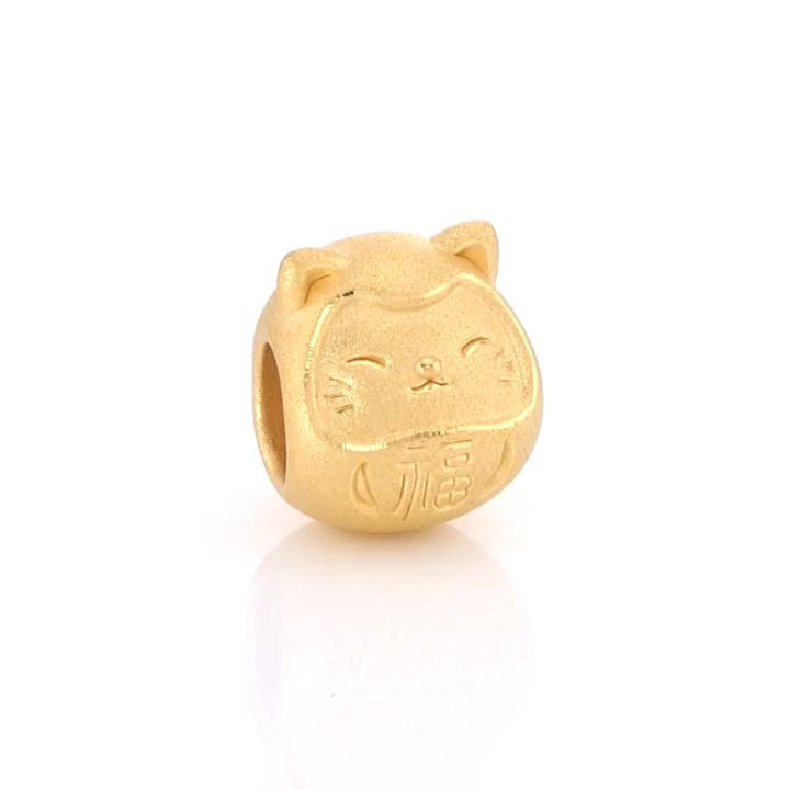 Chow Sang Sang 周生生 Charme Mini Blessing 999 Gold Maneki Neko Lucky Cat ...