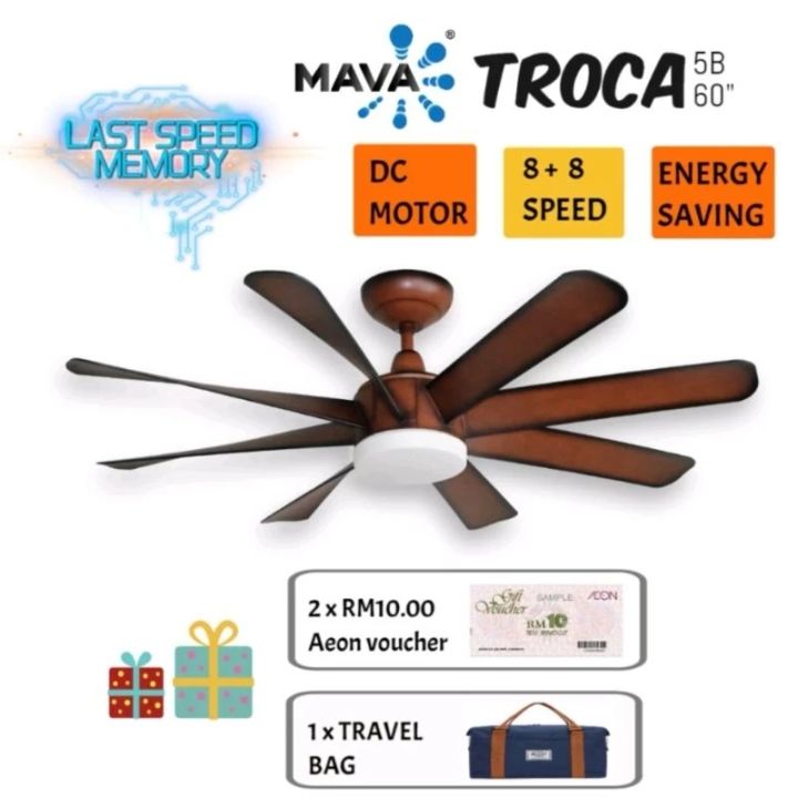 MAVA TROCA 60" DC CEILING FAN WITH REMOTE CONTROL/DC FAN/KIPAS DC/KIPAS ...