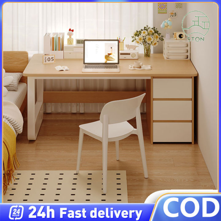 140CM Computer Table Meja belajar Wooden Modern Desk with Drawer Meja ...