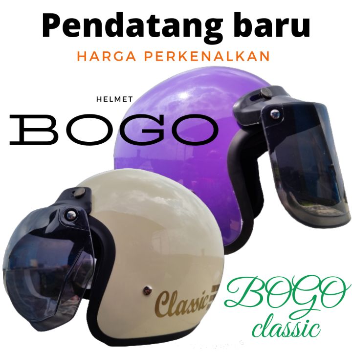 Helm Bogo Classik Dewasa Sni Kaca Datar / Helm Bogo Classic Dewasa Kca ...