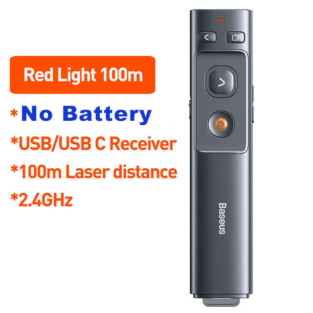 Baseus Wireless Presenter Laser Pointer 2.4GHz Type-C Remote Controller ...