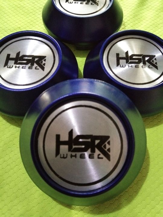 Dop center velg logo HSR LIS Hitam.Variasi kerucut biru. Diameer 6,8 cm ...