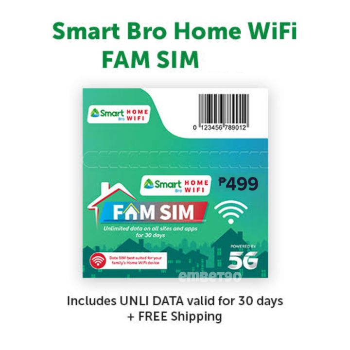 Smartbro Home WiFi Famload SIM with Unlimited Data for 30days | Lazada PH